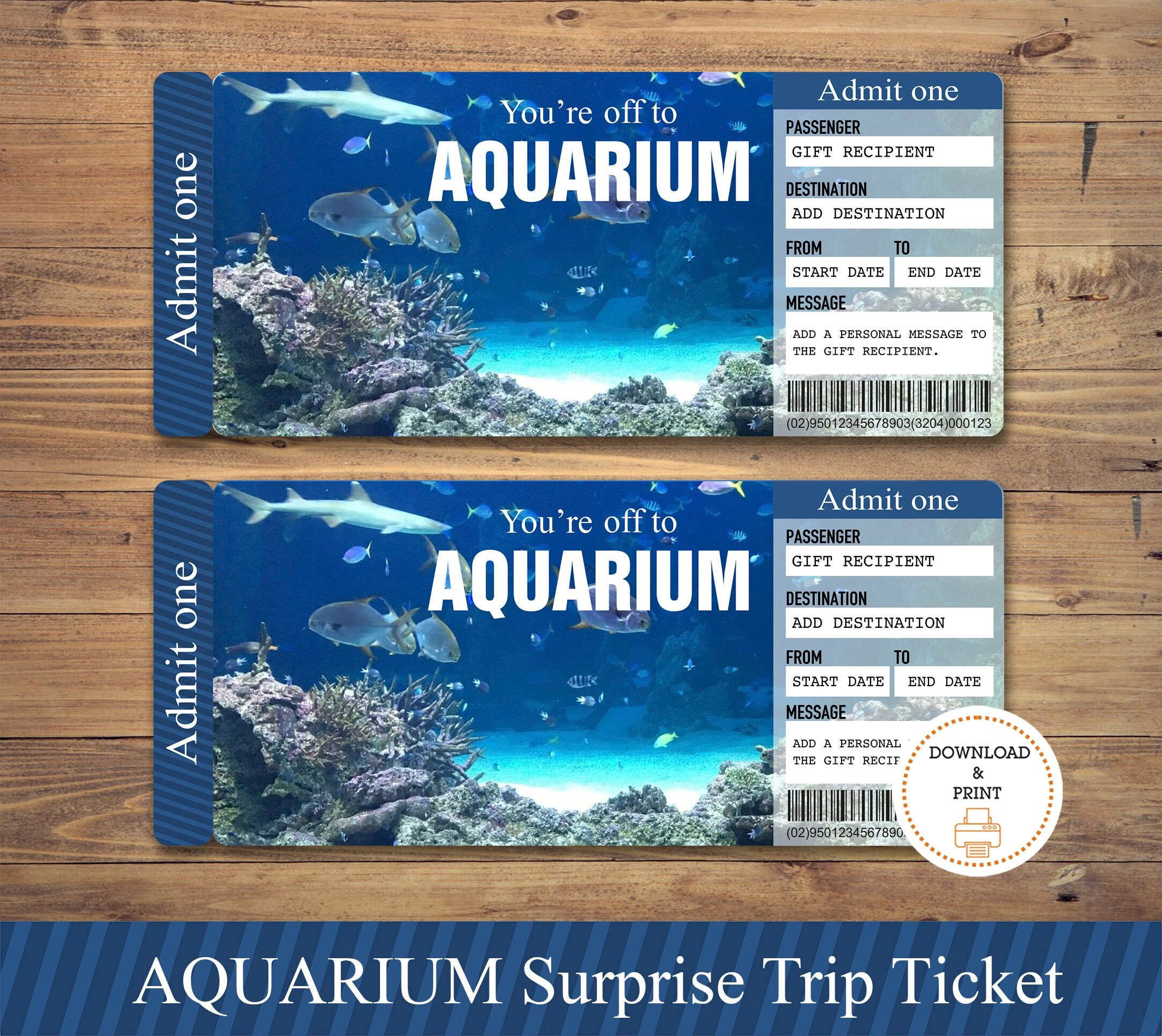 Printable Aquarium Surprise Ticket, Aquarium Surprise Trip Printable ...