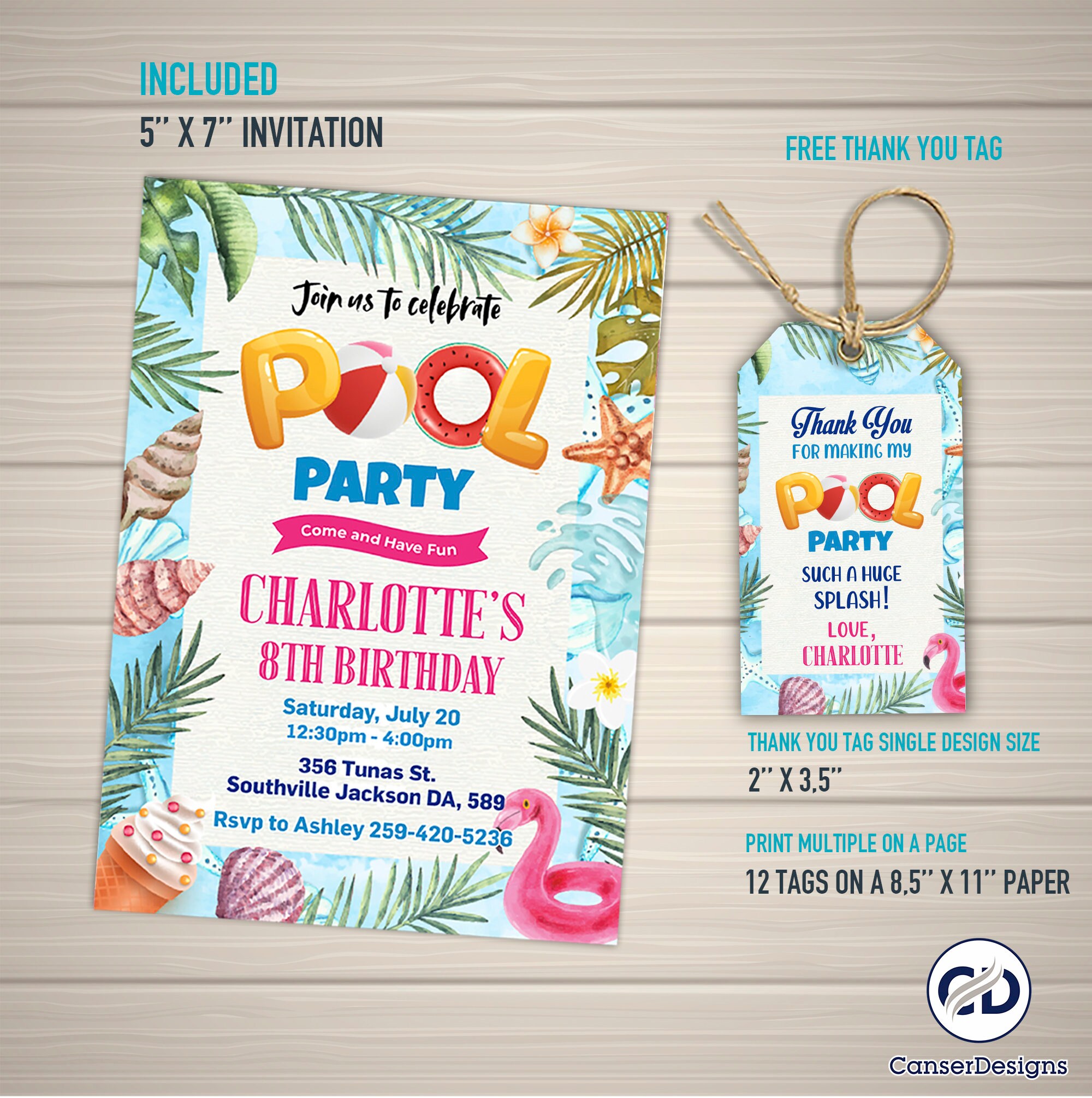 Pool Party Invitation, Pool Birthday Invitation, Pool Party, Summer ...