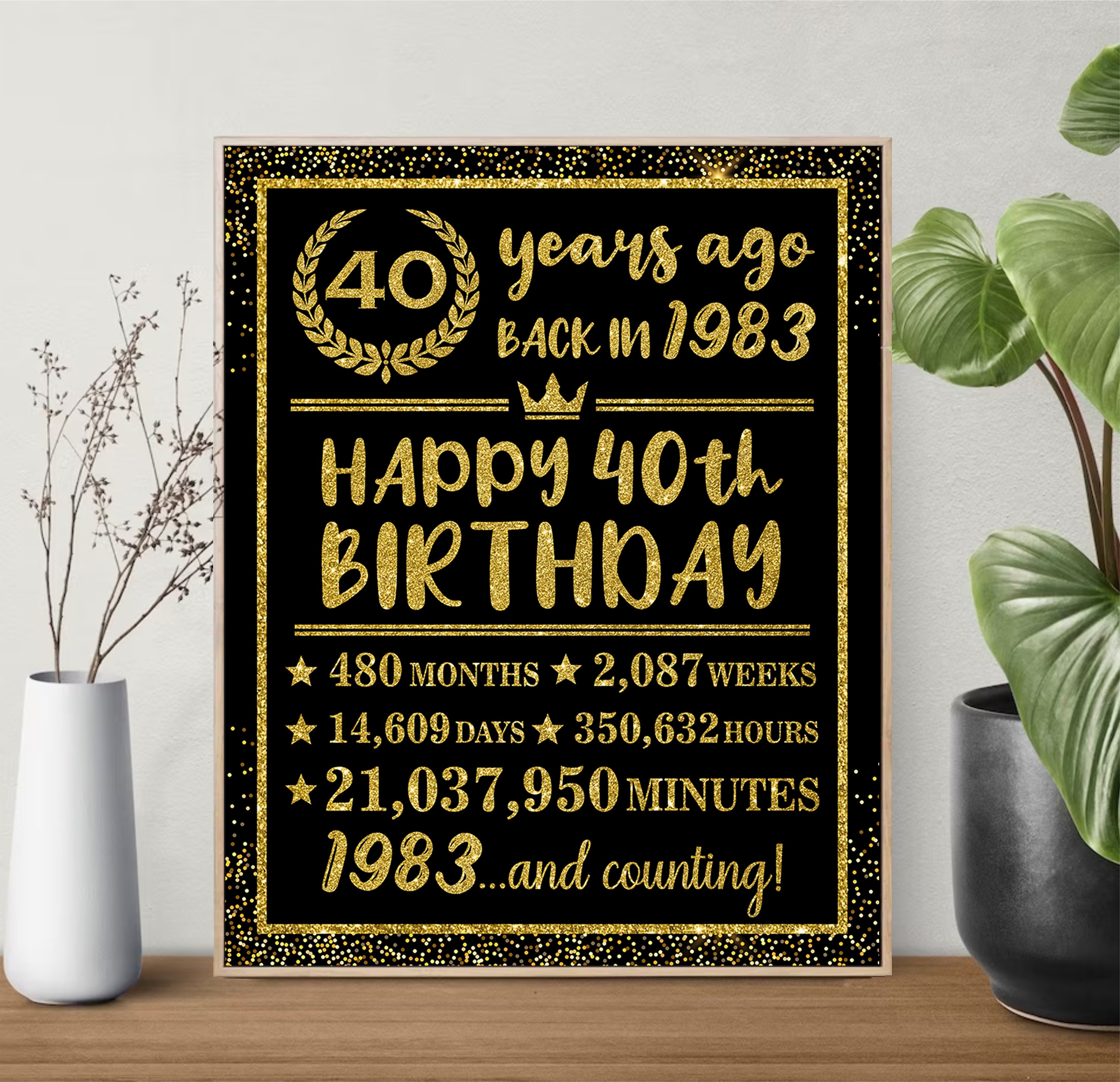 40th Birthday Party Print, 40th Party Decoration, Table Decor, 40 Years ...