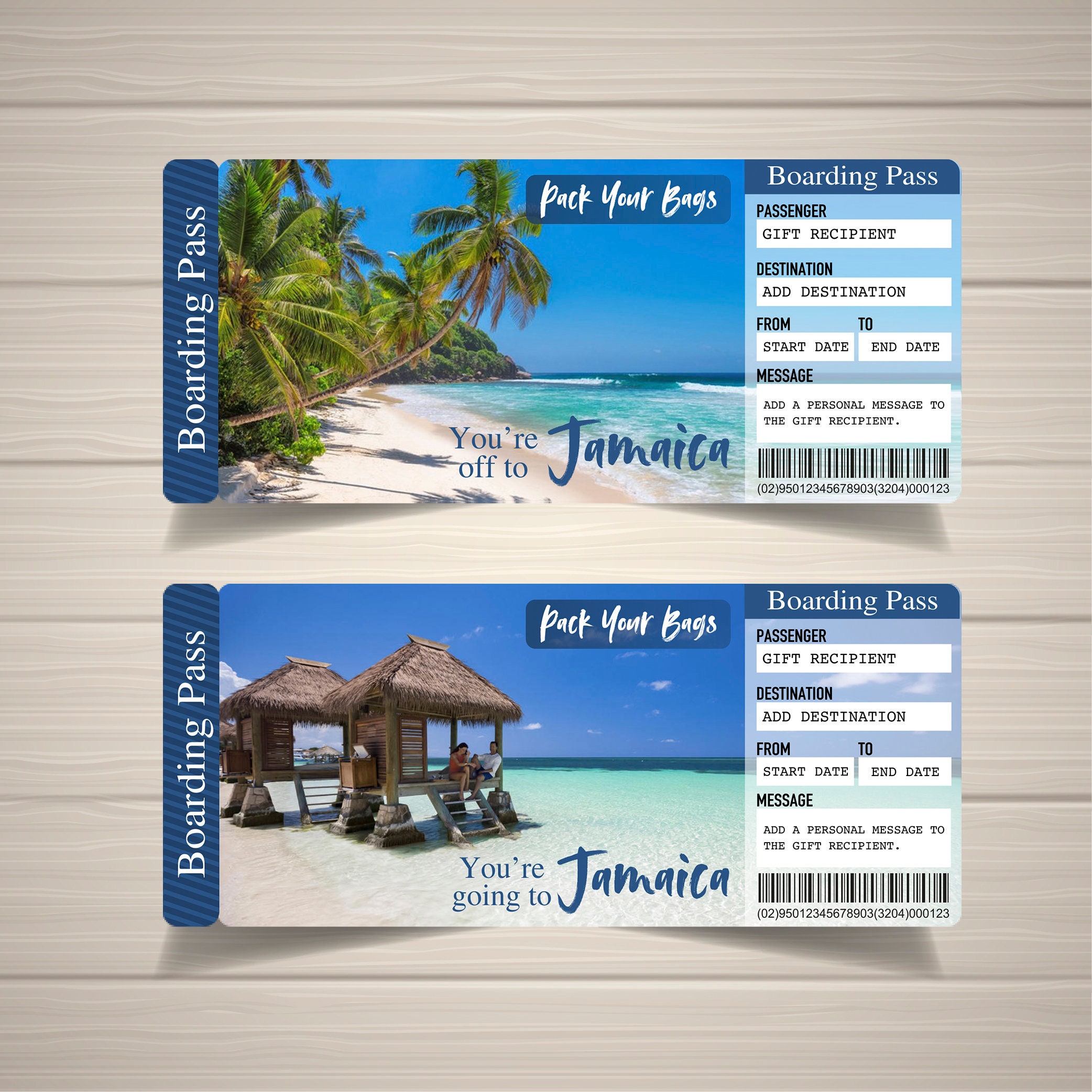 Editable JAMAICA Surprise Trip Gift Ticket. Boarding Pass.trip Ticket ...