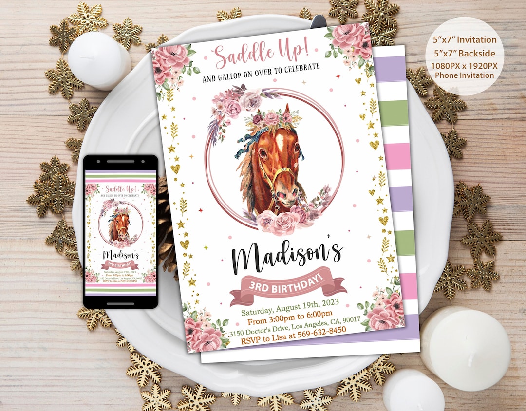 Horse Birthday Invitation, Horse Invitation, Horse Template Download ...