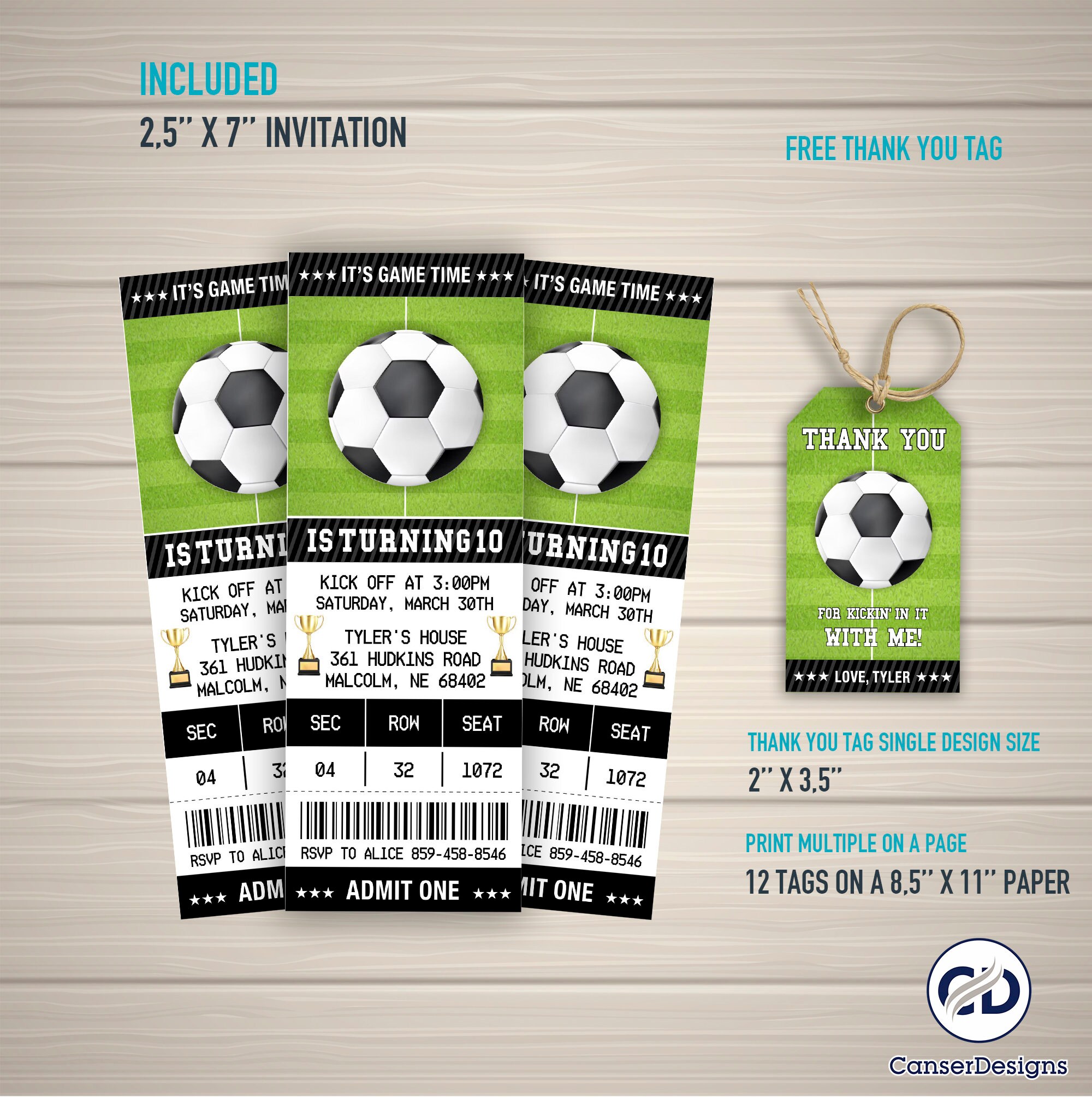 Editable Football Birthday Invitation, Football Ticket Invite, Boy ...