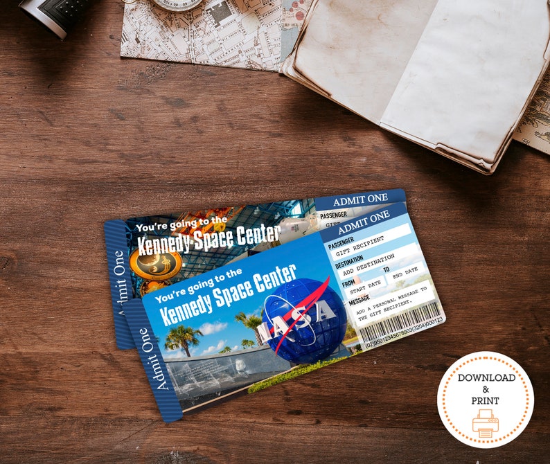 Printable Kennedy Space Center Surprise Trip Ticket, NASA Space Ticket ...