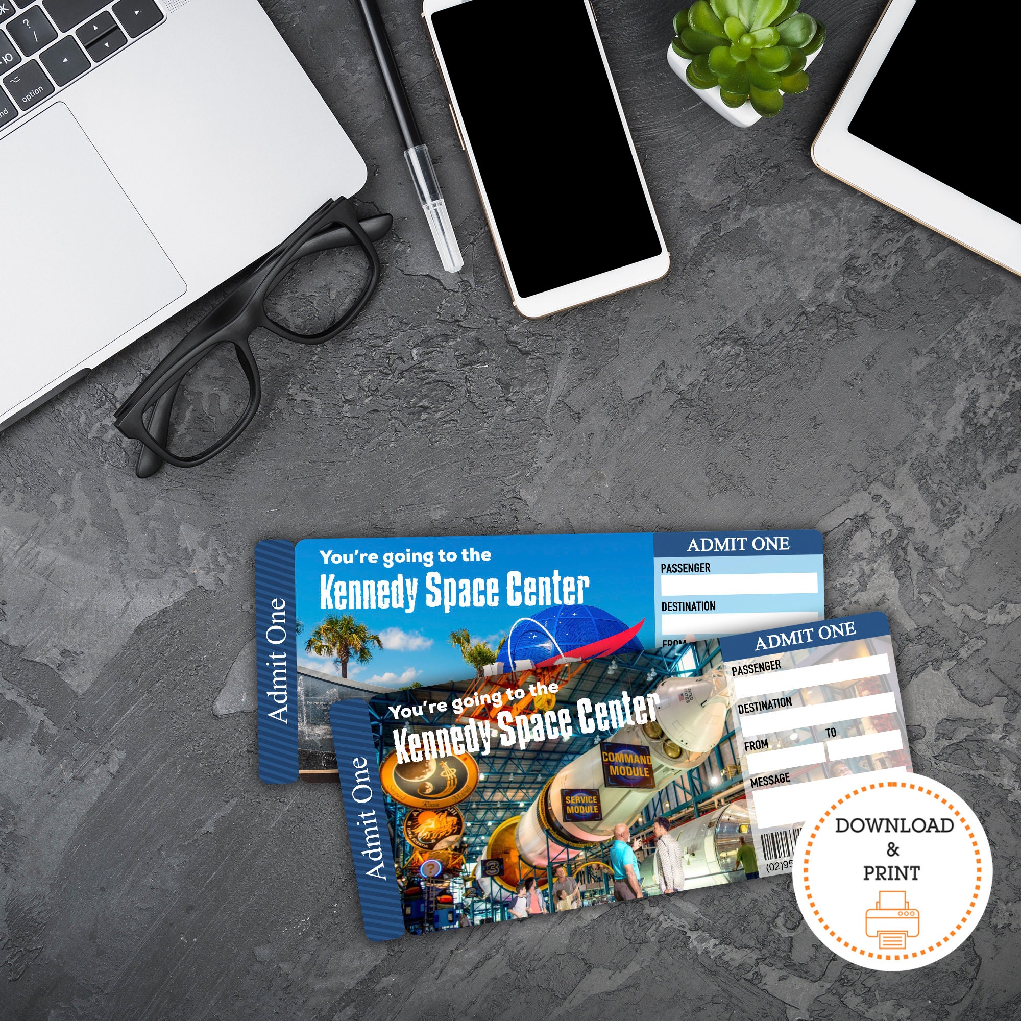 Printable Kennedy Space Center Surprise Trip Ticket, NASA Space Ticket ...