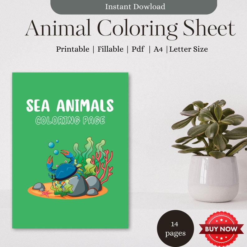 SEA Animals Coloring Sheet, Printable SEA Animals Coloring Sheet ...