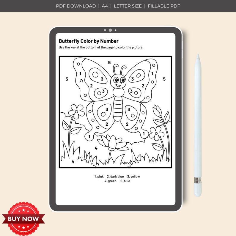 Printable Coloring Sheets, Color by Number Instant Download, 20 Page ...