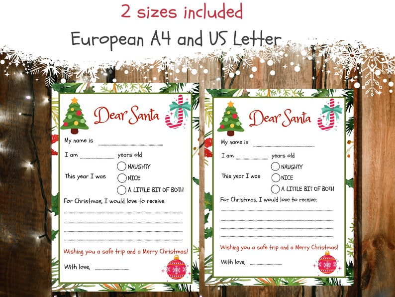 Letter to Santa, Printable Letter to Santa, Christmas Wish List ...