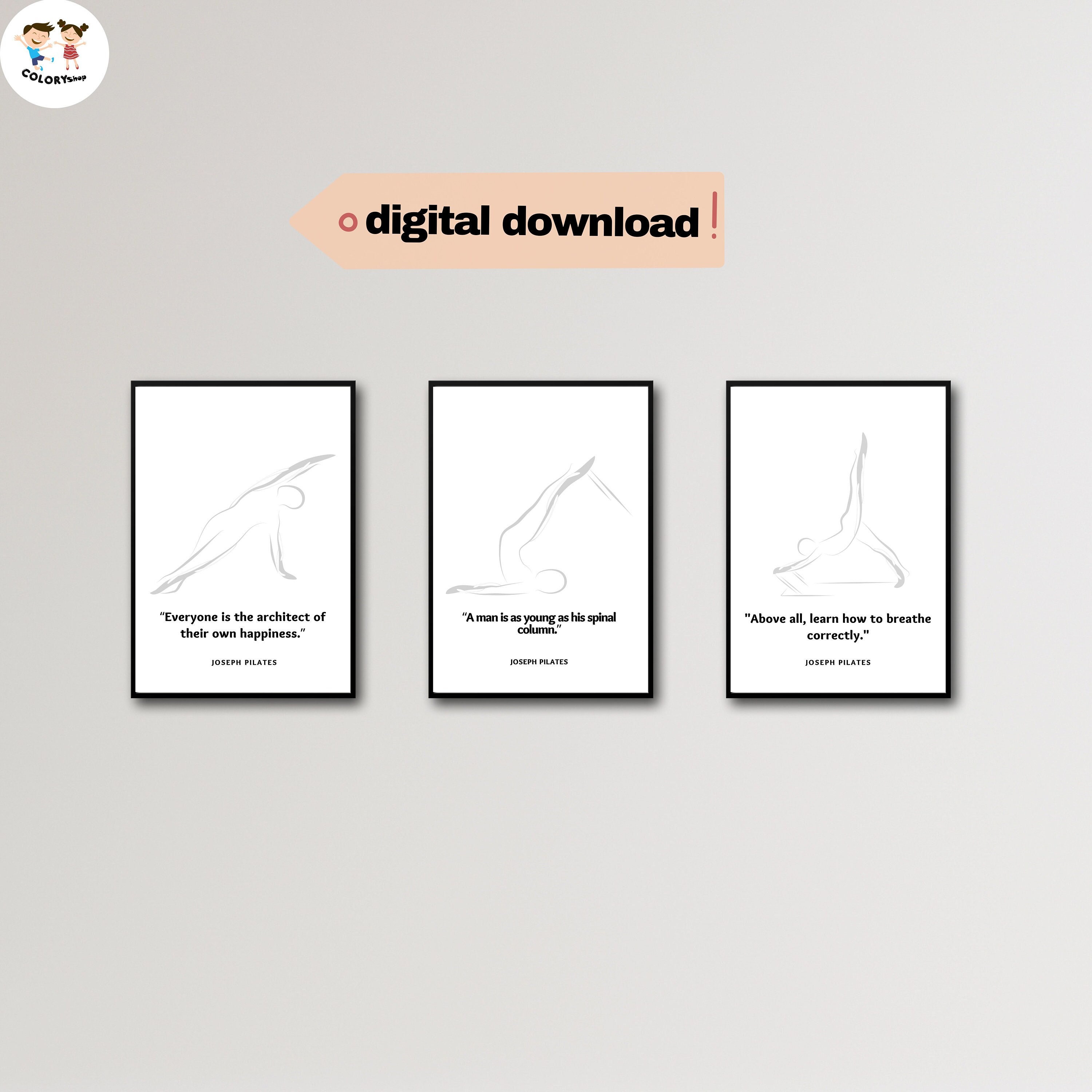 PILATES POSTER. Set of 3 Pilates Poster. Pilates Art Print. Pilates ...