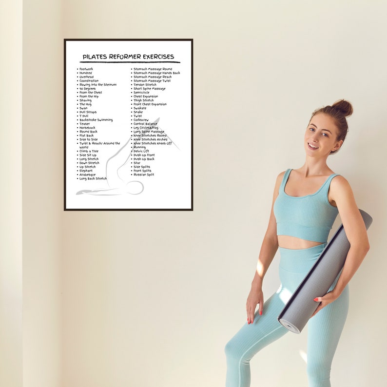 Pilates Reformer Exercises Poster: Studio Wall Art (digital Download ...
