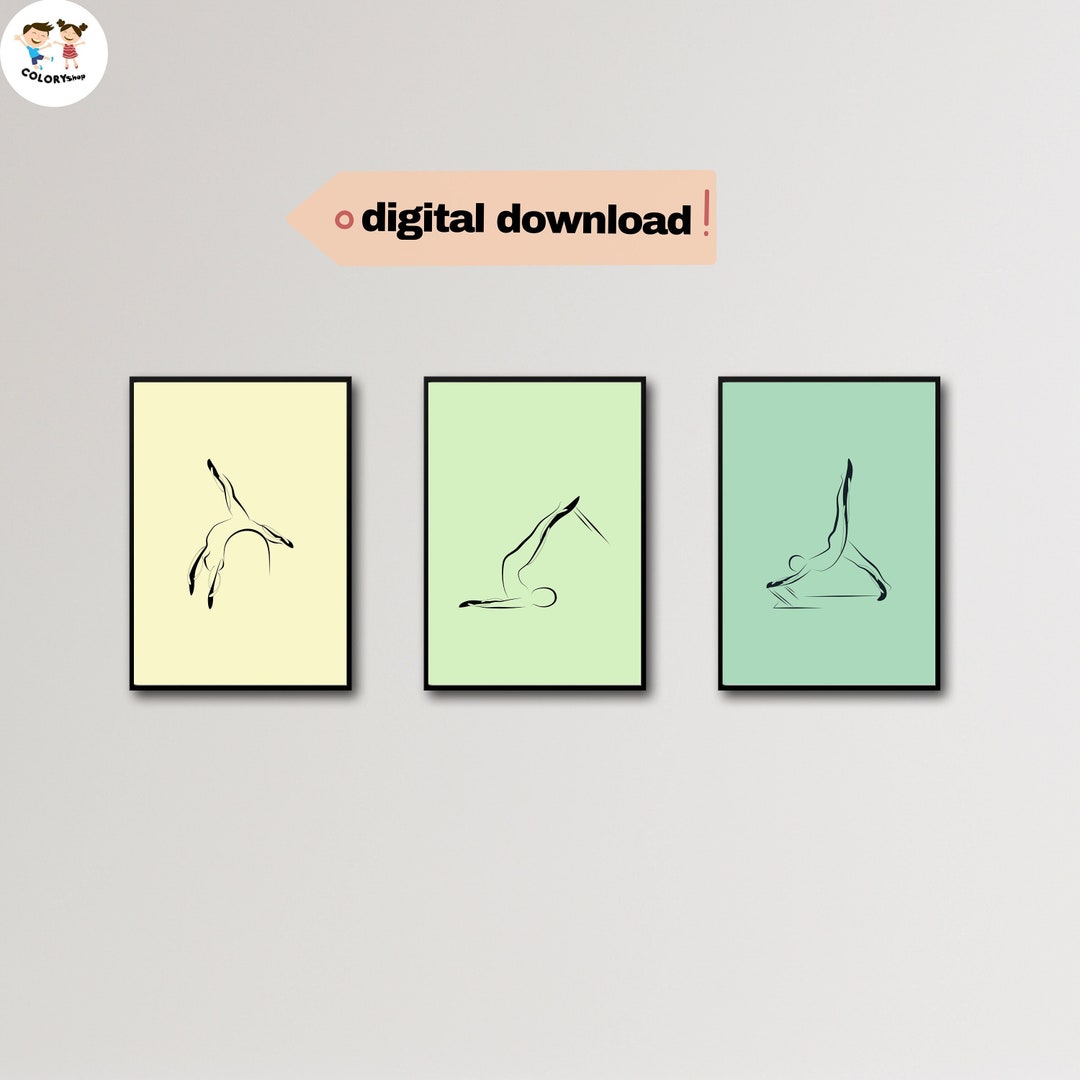 Pilates Reformer Art Print Set: Pastel Exercise Posters (digital ...