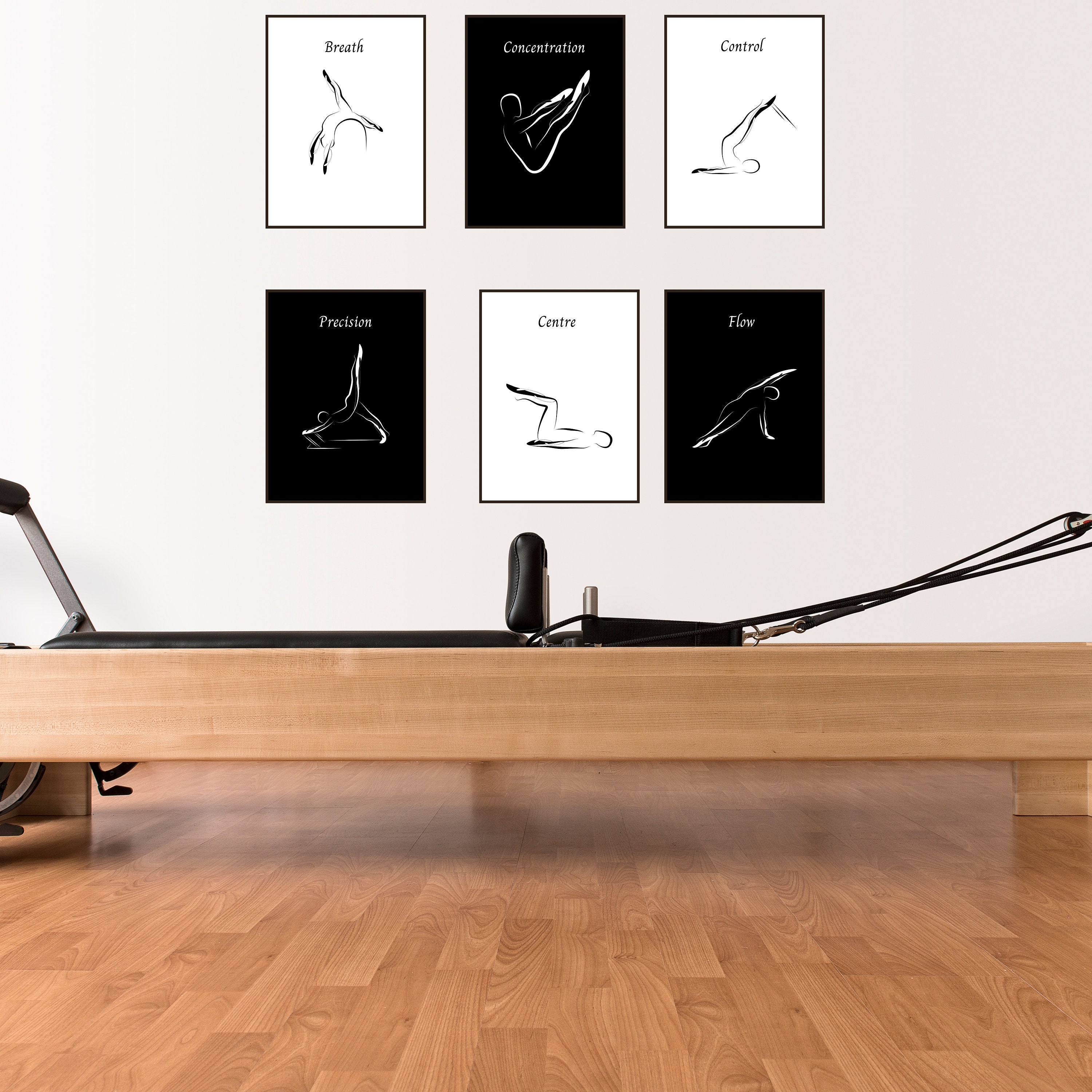 PILATES POSTER. Set of 6 Pilates Poster. Pilates Principles. Pilates ...