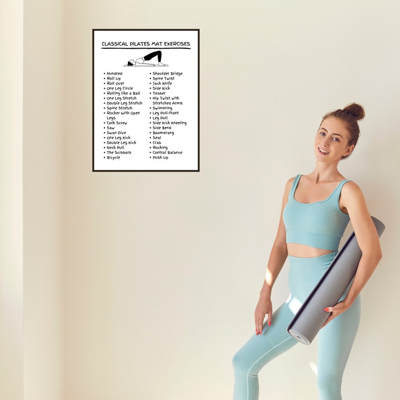 PILATES POSTER. Pilates Mat Exercises. Pilates Art Print. Pilates Wall ...
