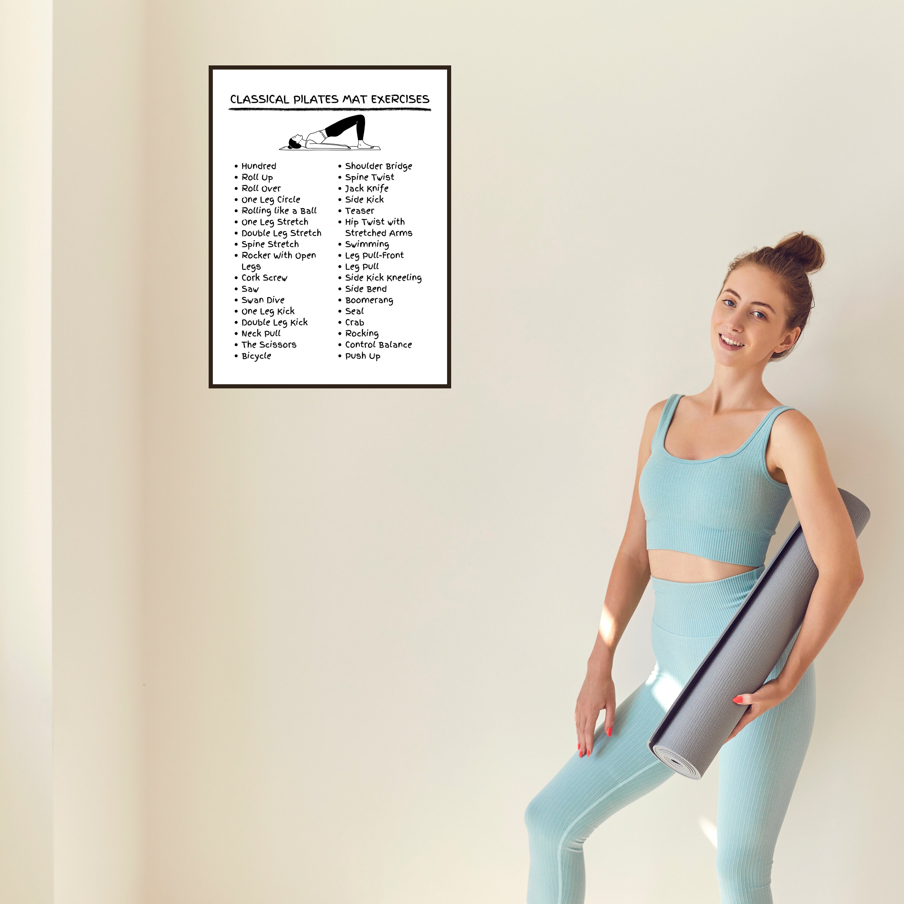 PILATES POSTER. Pilates Mat Exercises. Pilates Art Print. Pilates Wall ...