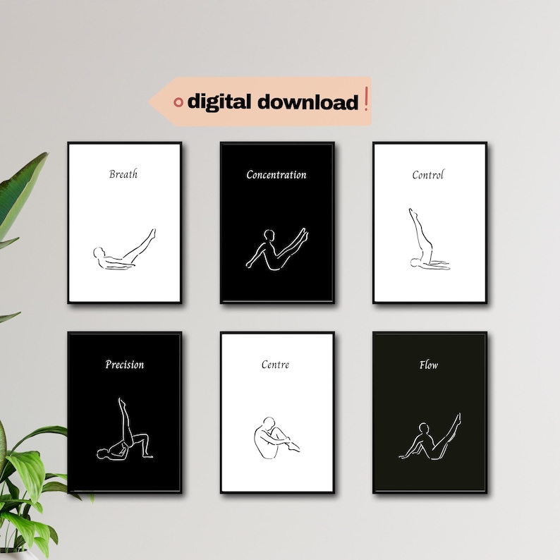 Pilates Principles Poster Set: Minimalist Studio Art (digital Download ...