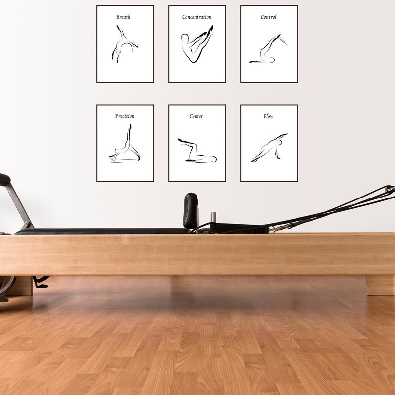 PILATES POSTER. Set of 6 Pilates Poster. Pilates Principles. Pilates ...