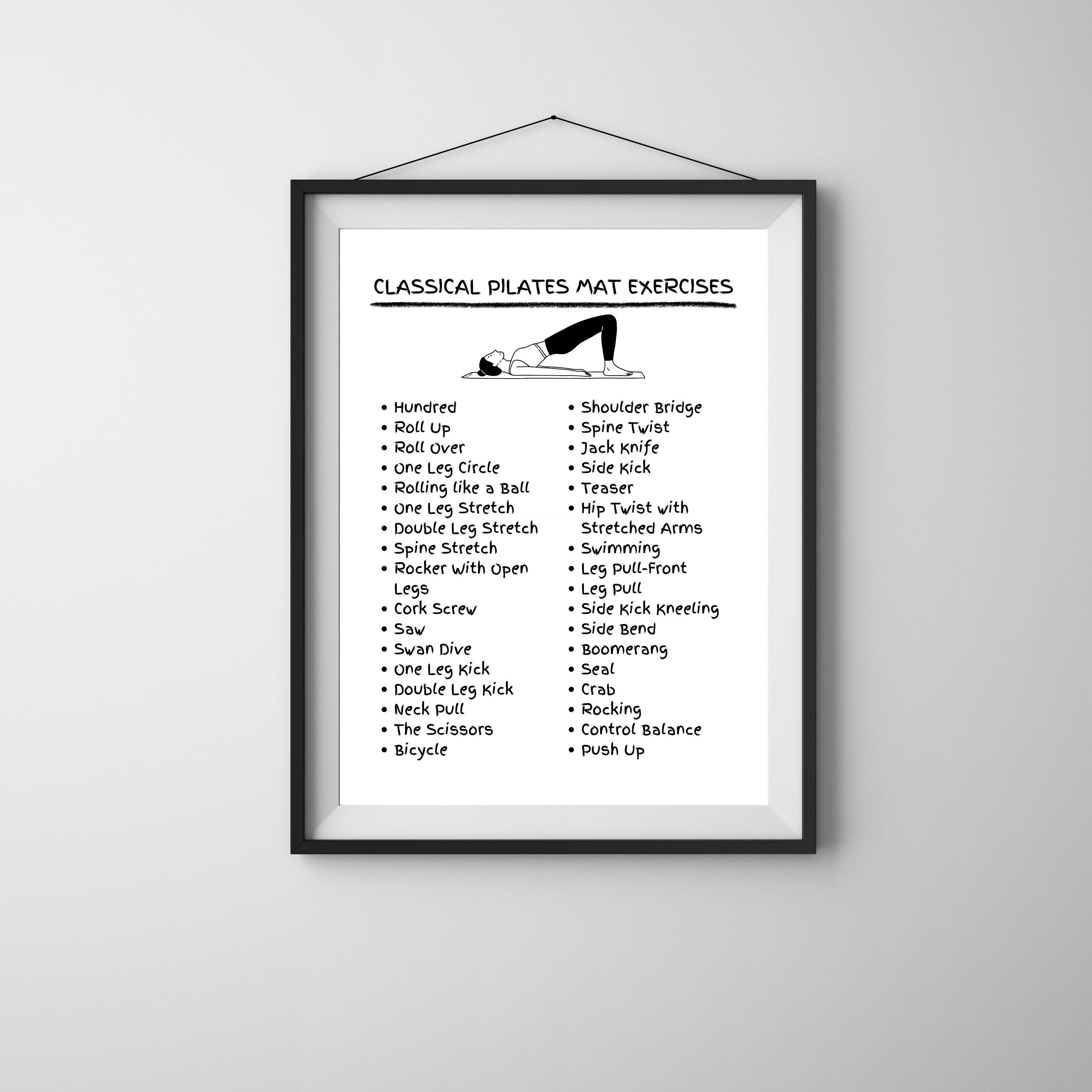 PILATES POSTER. Pilates Mat Exercises. Pilates Art Print. Pilates Wall ...