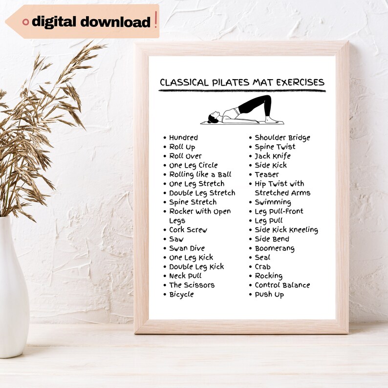 PILATES POSTER. Pilates Mat Exercises. Pilates Art Print. Pilates Wall ...