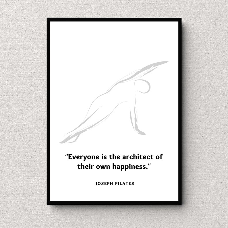 Pilates Poster Set: Mat & Reformer Exercises, Joseph Pilates Quotes ...