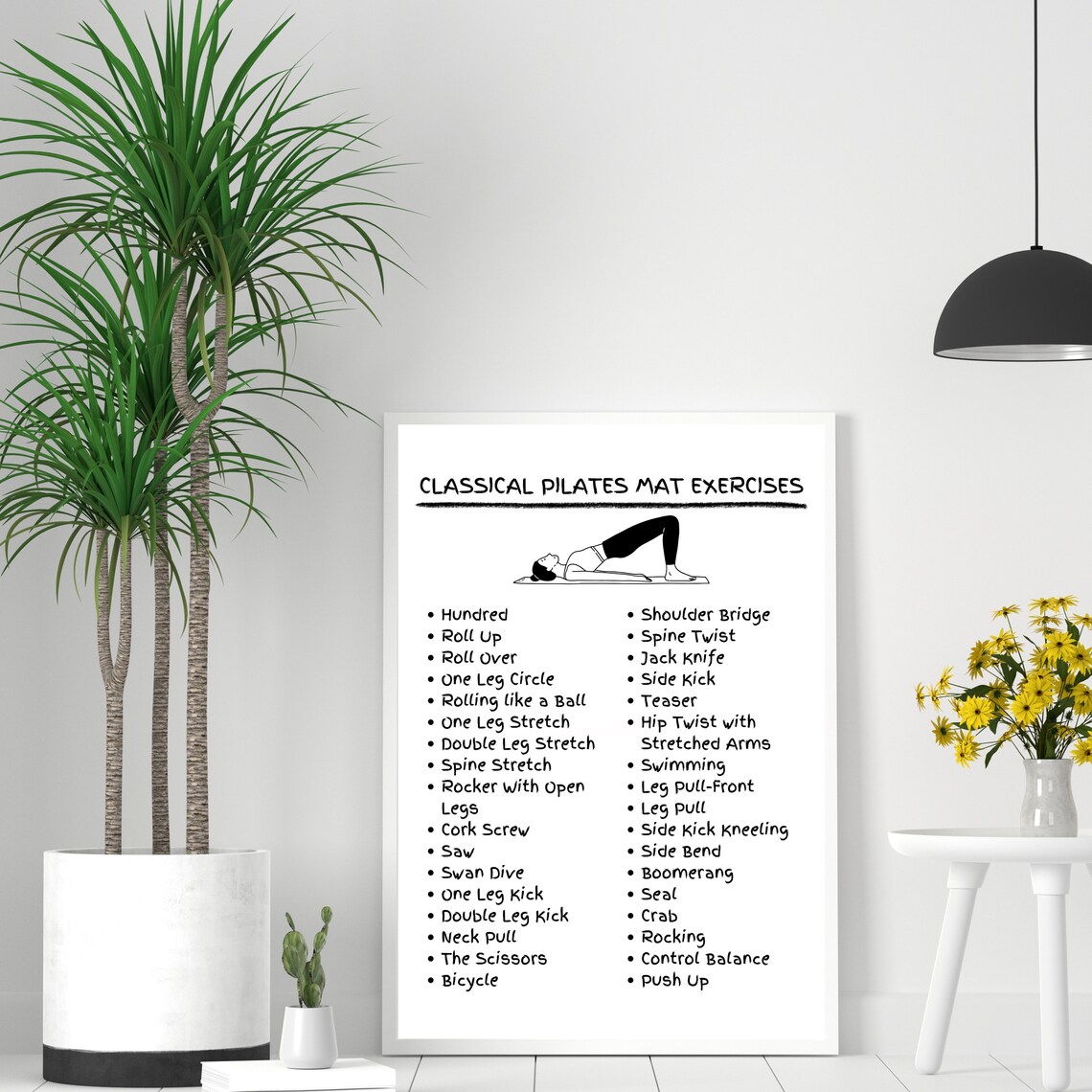 PILATES POSTER. Pilates Mat Exercises. Pilates Art Print. Pilates Wall ...