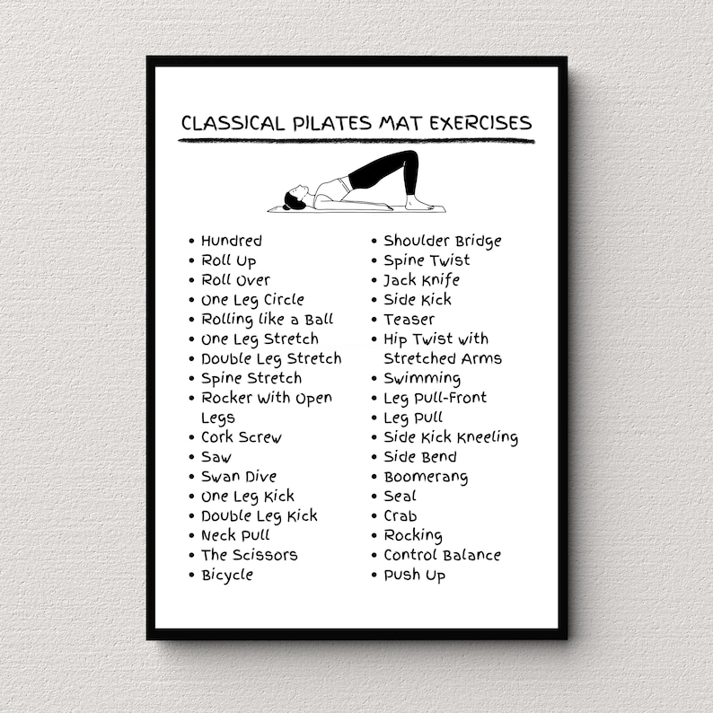 PILATES POSTER. Pilates Mat Exercises. Pilates Art Print. Pilates Wall ...