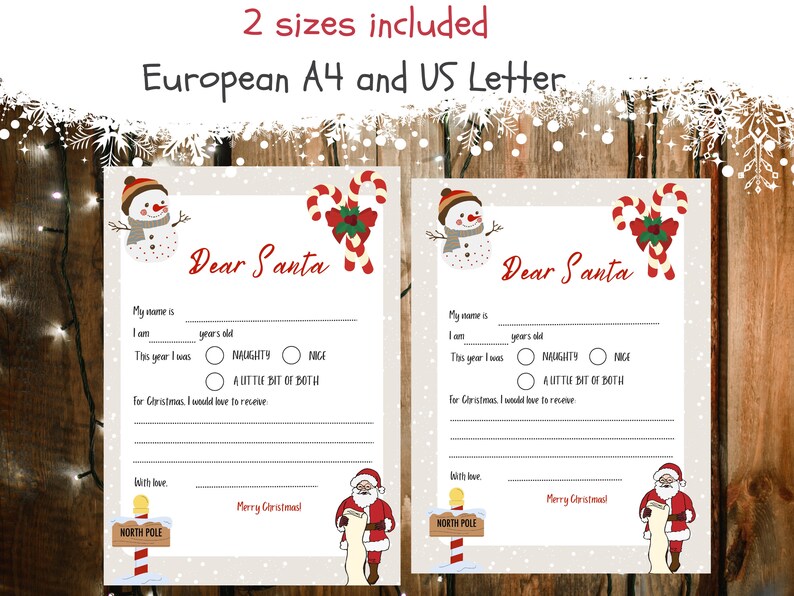 Letter to Santa, Printable Letter to Santa, Christmas Wish List ...