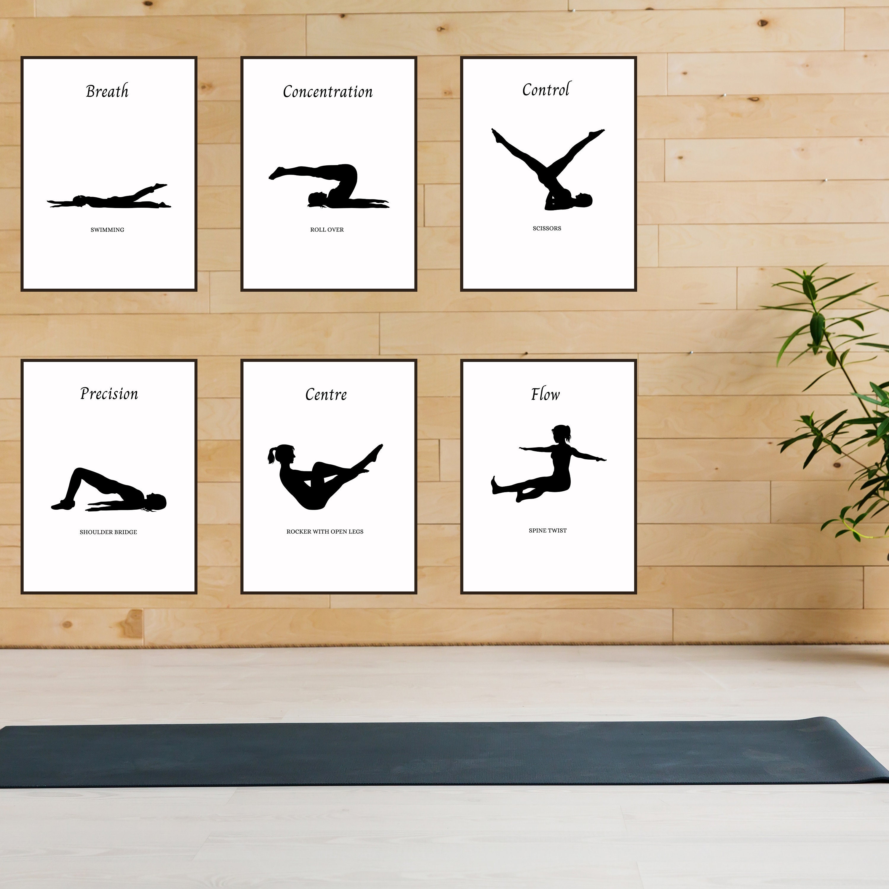 Pilates Principles Poster Set: Mat Exercises, Studio Decor (digital ...