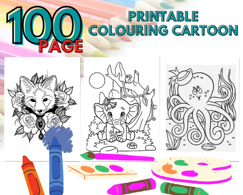 Coloring Pages for Kids 100 Printable Coloring Pages for - Etsy