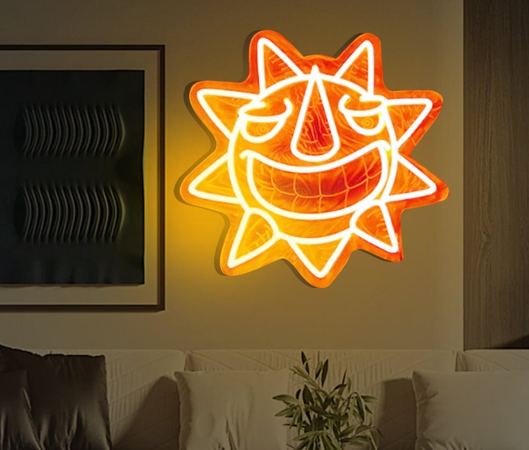 Sun and Moon LED Neon Signhalf Moon Face Lightevil Sun Anime - Etsy