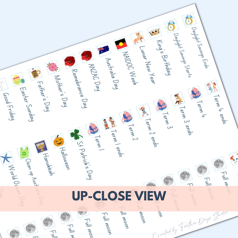 Calendar Stickers, Australian Public Holidays, Southern Hemisphere ...