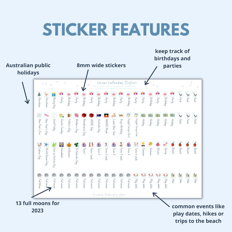 Calendar Stickers, Australian Public Holidays, Southern Hemisphere ...