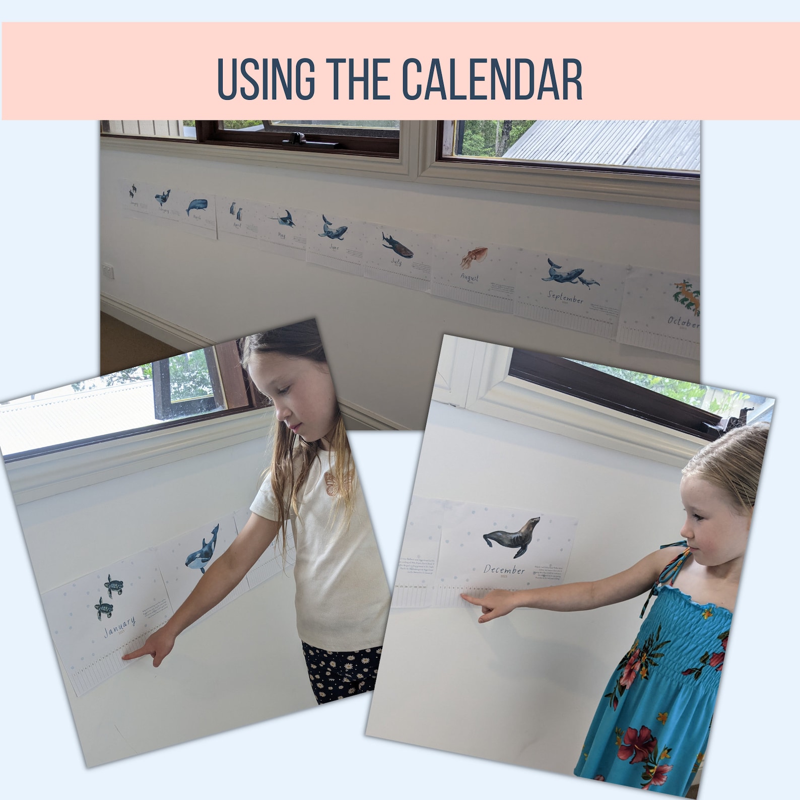 2024 Linear Calendar, Printable, Montessori Calendar, Watercolour ...