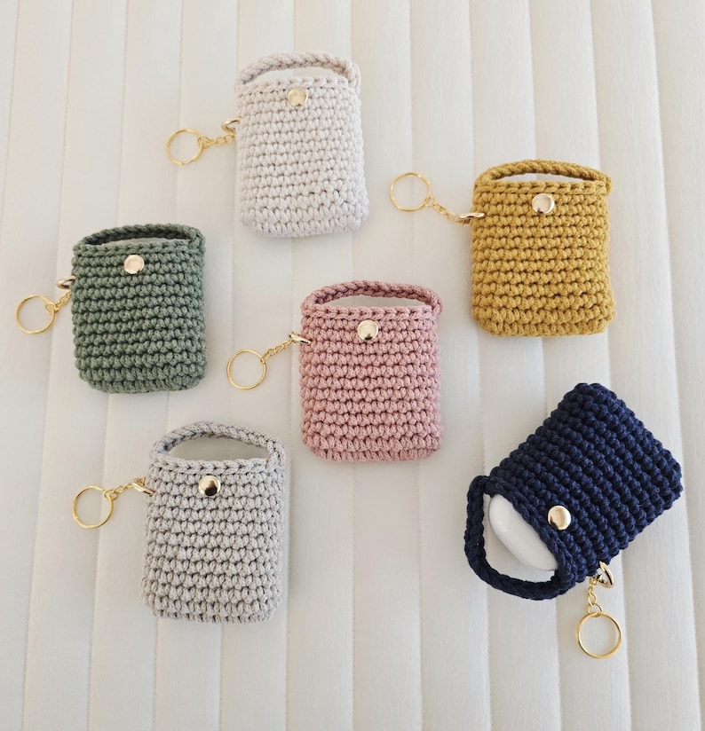 Crochet Earbud Case With Keychain: Handmade, Recycled Cotton, Mini ...