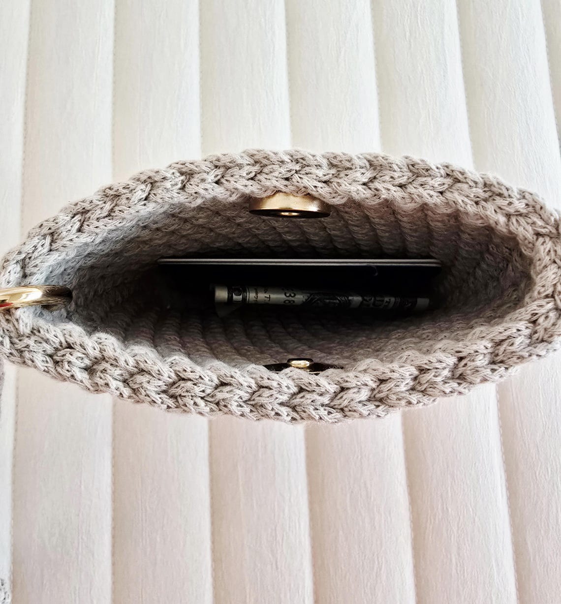 Small Crocheted Wallet With Wristlet Keychain: Handmade, Eco-friendly ...