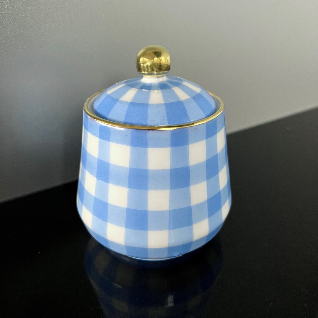 Sugar Bowl Vichy Design, Hand-painted Porcelain, Real Gold Decor - Etsy