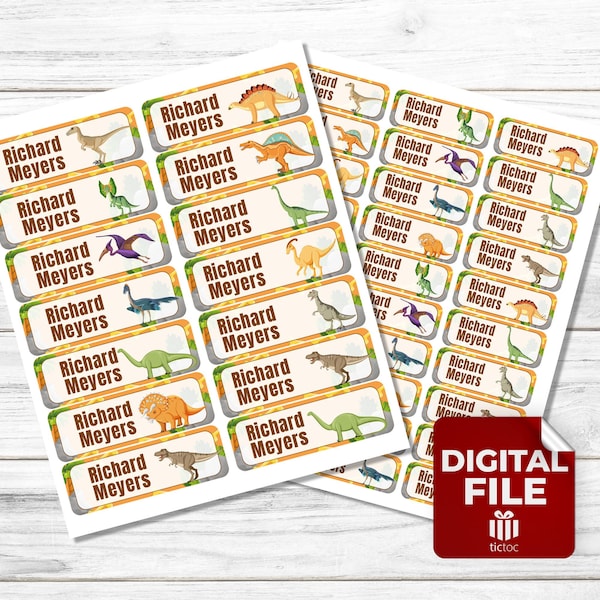 Dinosaur Labels - Etsy