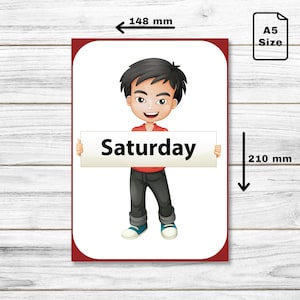 Digital Printable Days of the Week Flashcards, Days Flashcards, Days of ...