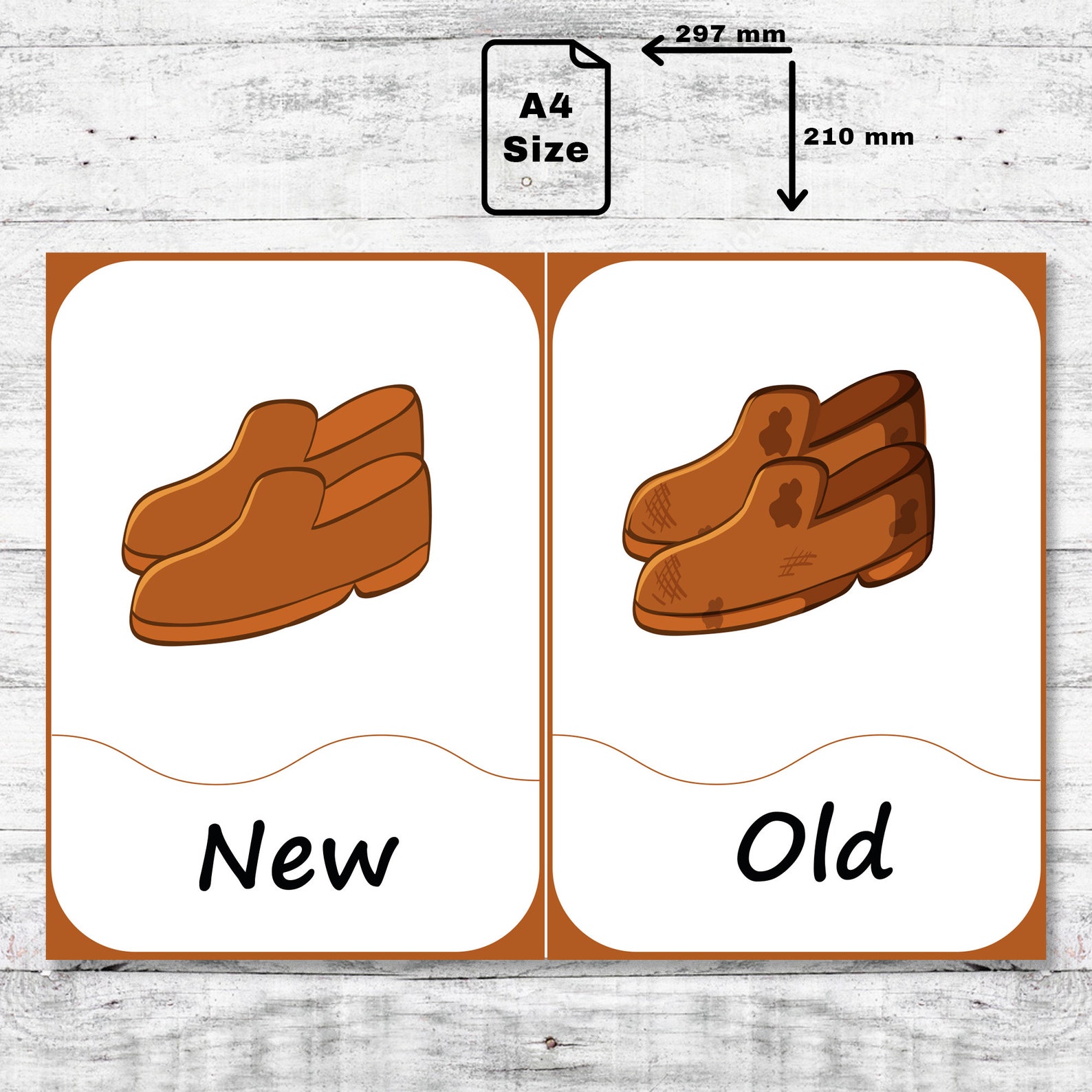 12 PDF A4 Digital Printable Opposites Matching Flash Cards, Printable ...