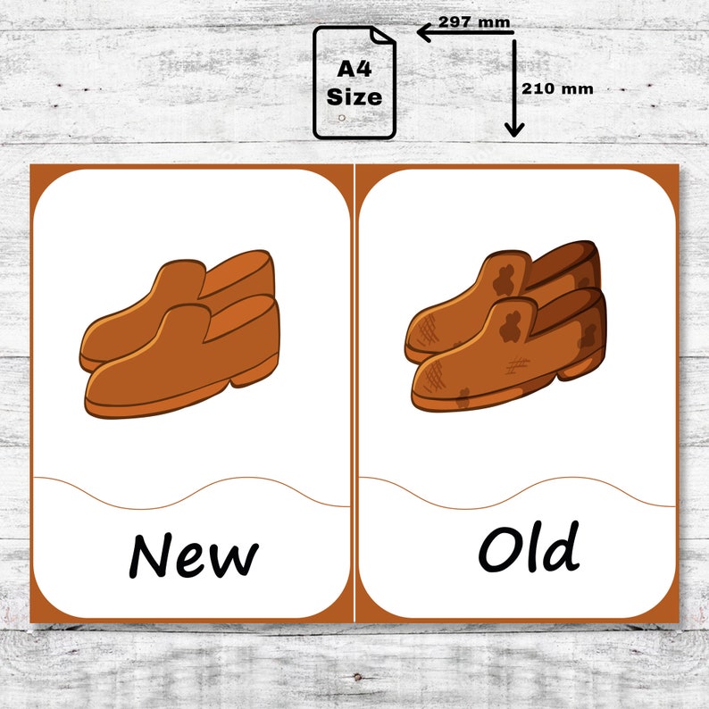 12 PDF A4 Digital Printable Opposites Matching Flash Cards, Printable ...