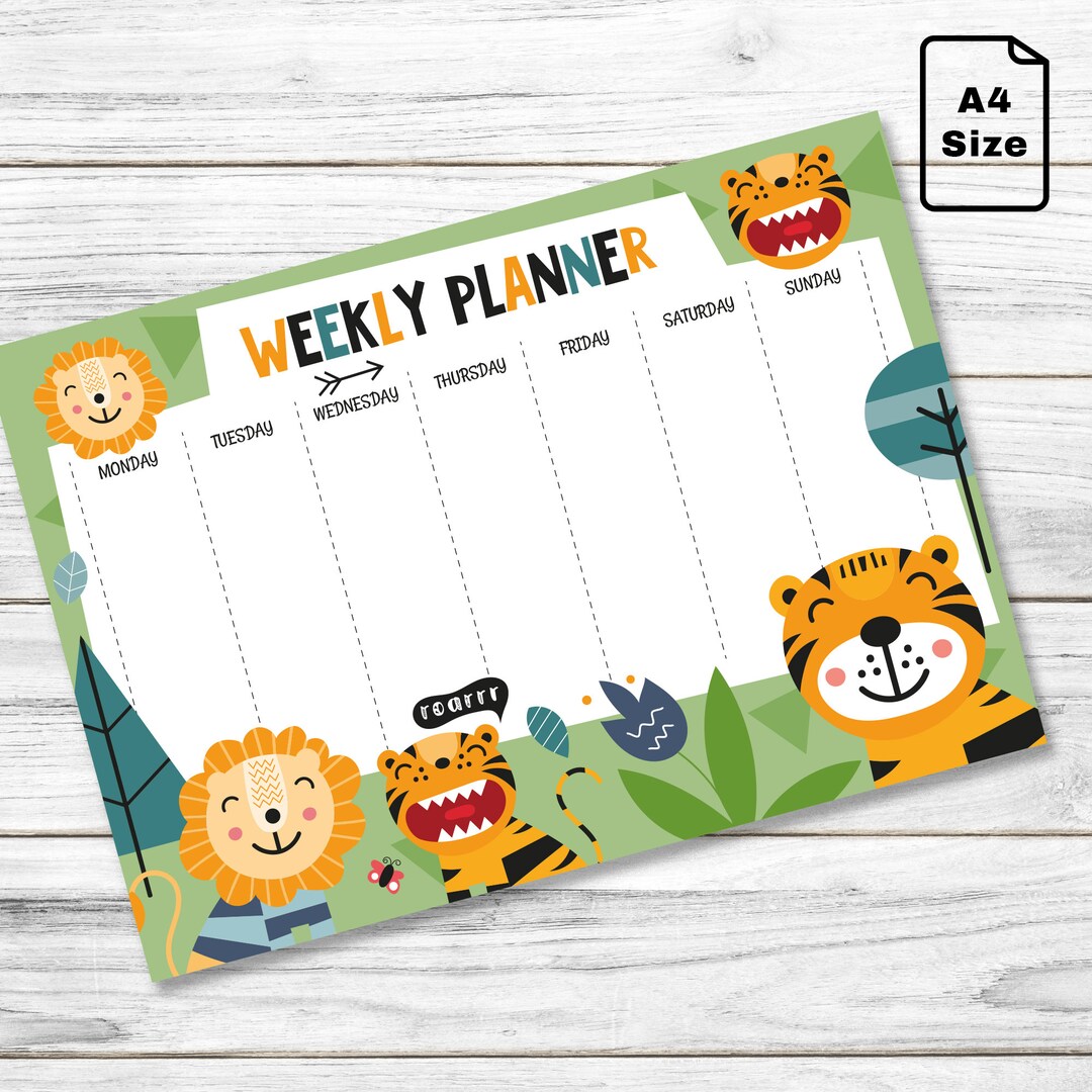 Simple Kids School and Activity Planner - Printable Editable Weekly ...