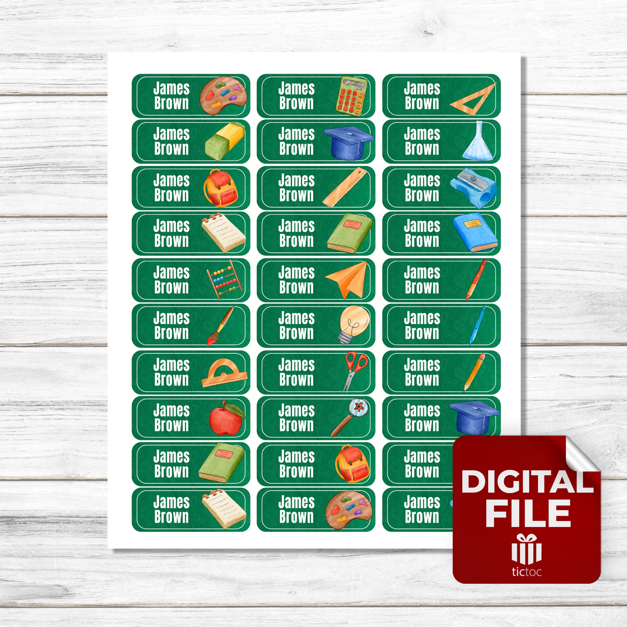 Personalized Digital Printable School Labels - Personalized Name Labels ...