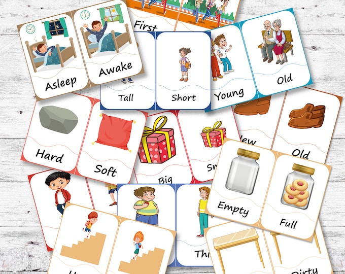 Opposites Matching Game Cards: Montessori Early Learning (PDF Pattern ...
