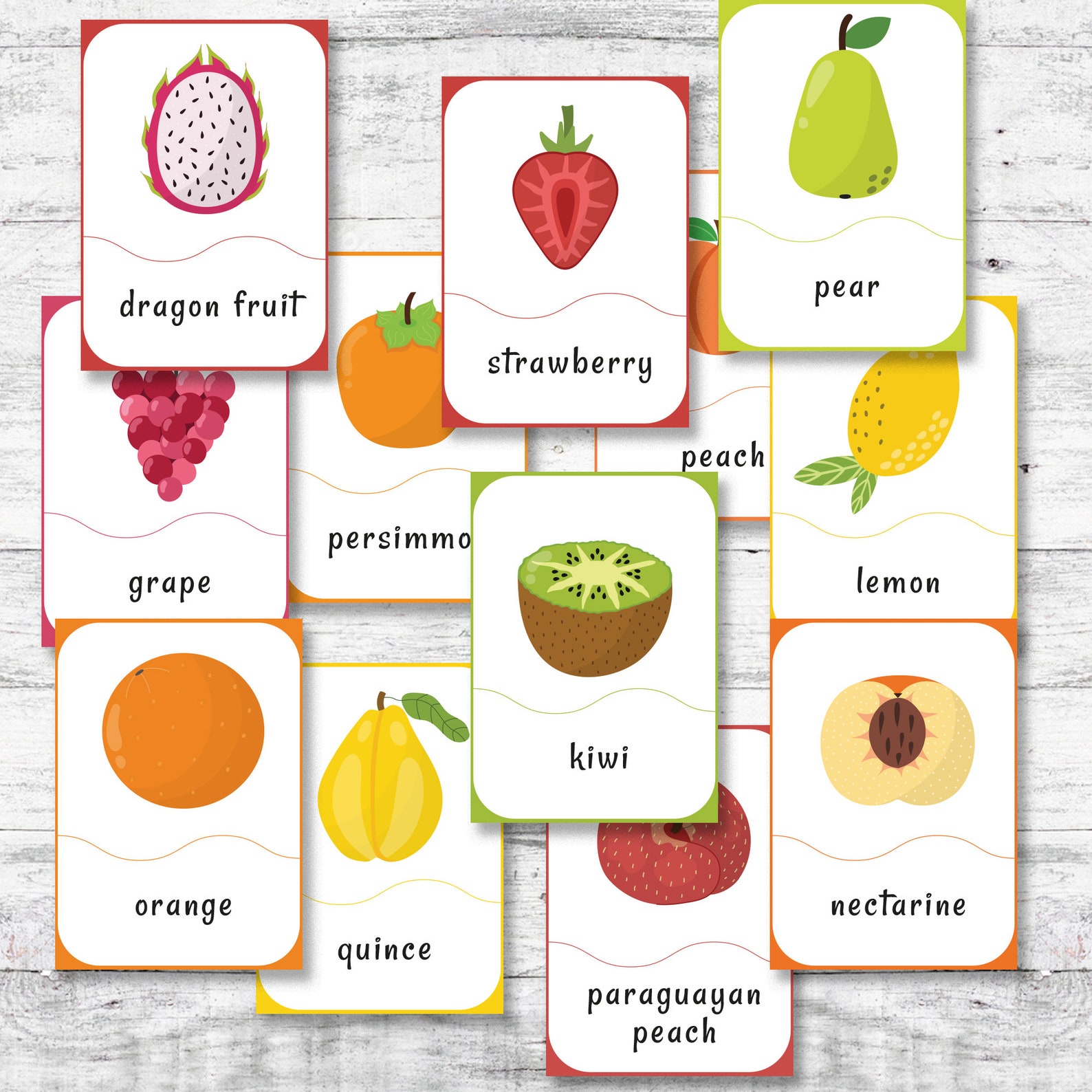 12 PDF Digital Printable Fruits and Vegetables Flashcards, Flashcards ...