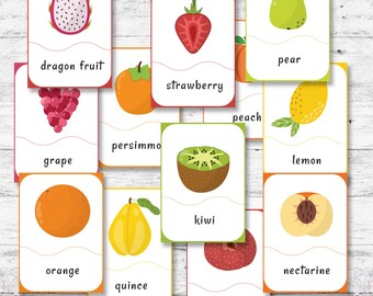 24 PDF Digital Printable Fruits and Vegetables Flashcards, Flashcards ...