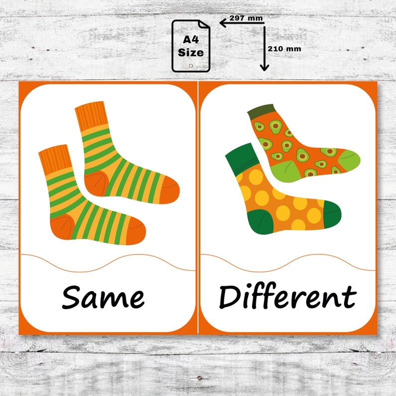 12 PDF A4 Digital Printable Opposites Matching Flash Cards, Printable ...