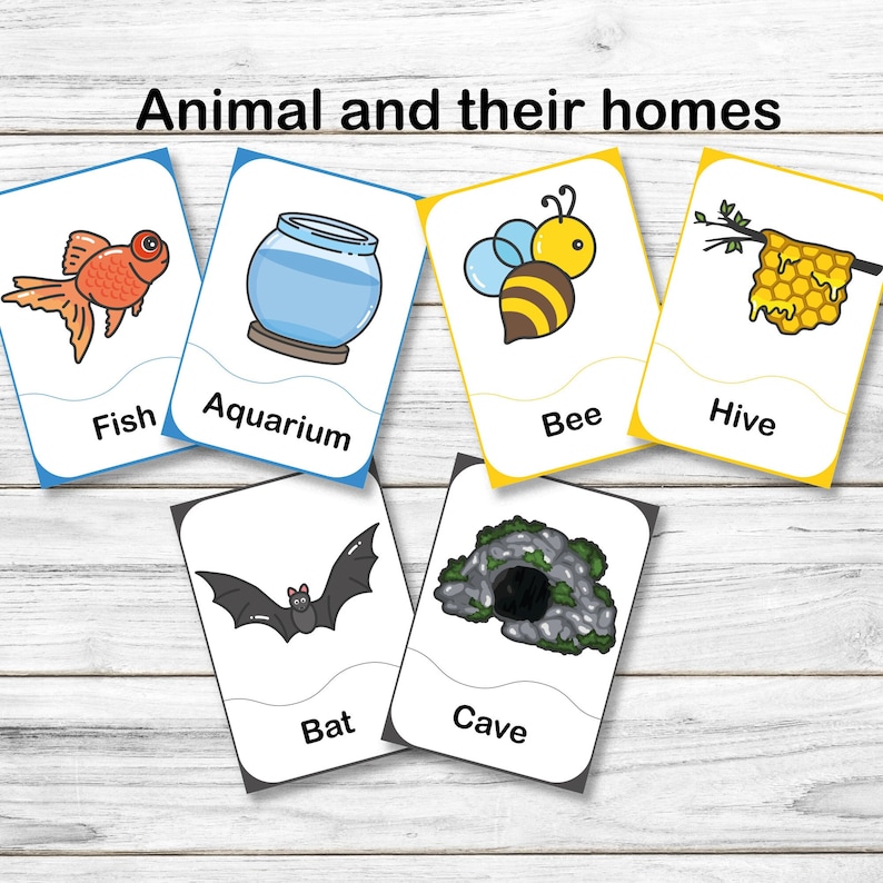 Animals and Their Homes Matching Game: Montessori Flashcards (PDF ...