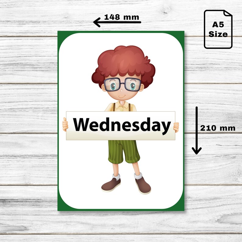 Digital Printable Days of the Week Flashcards, Days Flashcards, Days of ...