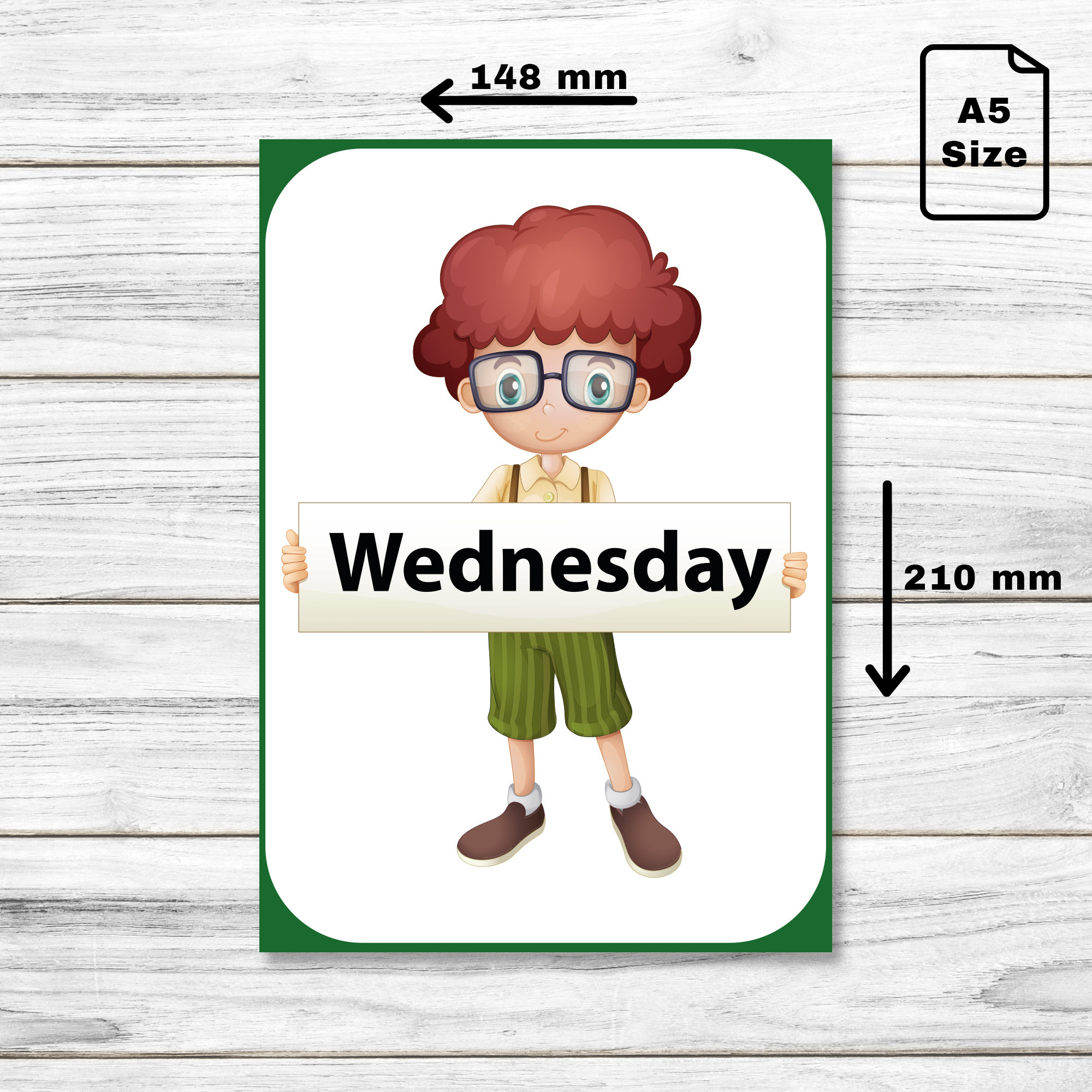 Digital Printable Days of the Week Flashcards, Days Flashcards, Days of ...