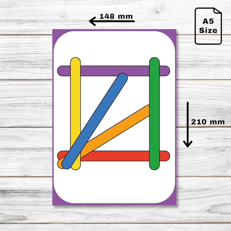 Popsicle Sticks Shapes Activity 12 Pages Game for Toddlers Montessori ...
