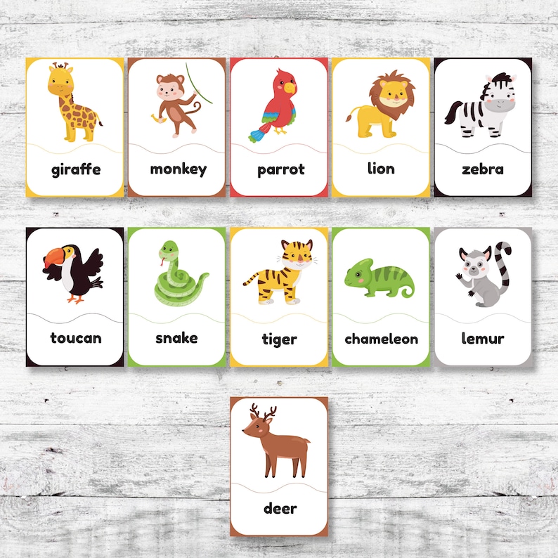 33 Printable Kindergarten Animal Flashcards, Forest Animals Flash Cards ...