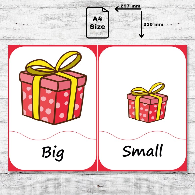 12 PDF A4 Digital Printable Opposites Matching Flash Cards, Printable ...